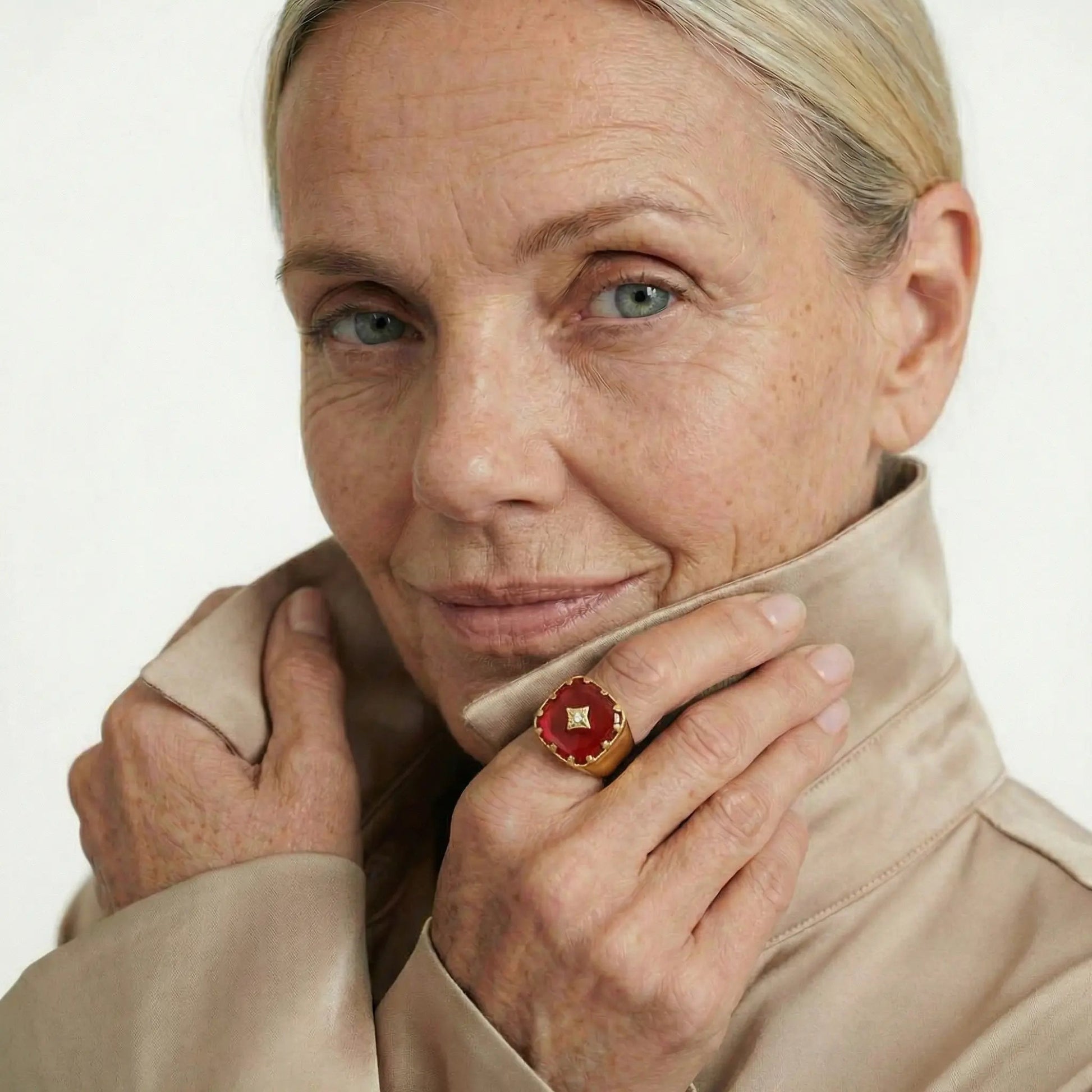 RubyRogue Statement Ring - Gold Color Elegant Style – Voisson
